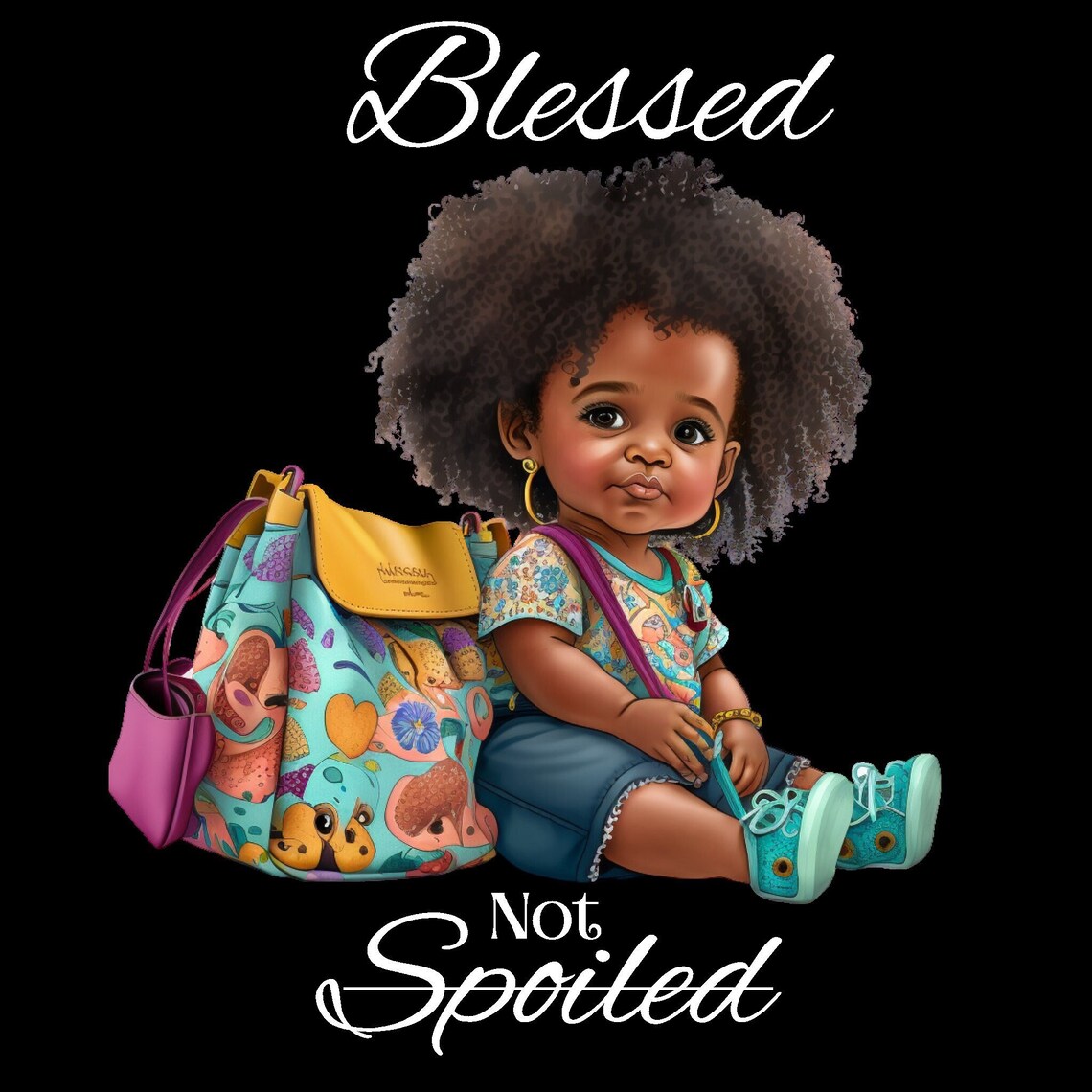 Blessed Black Baby Girl Princess PNG Clipart | Curly Hair Black ...