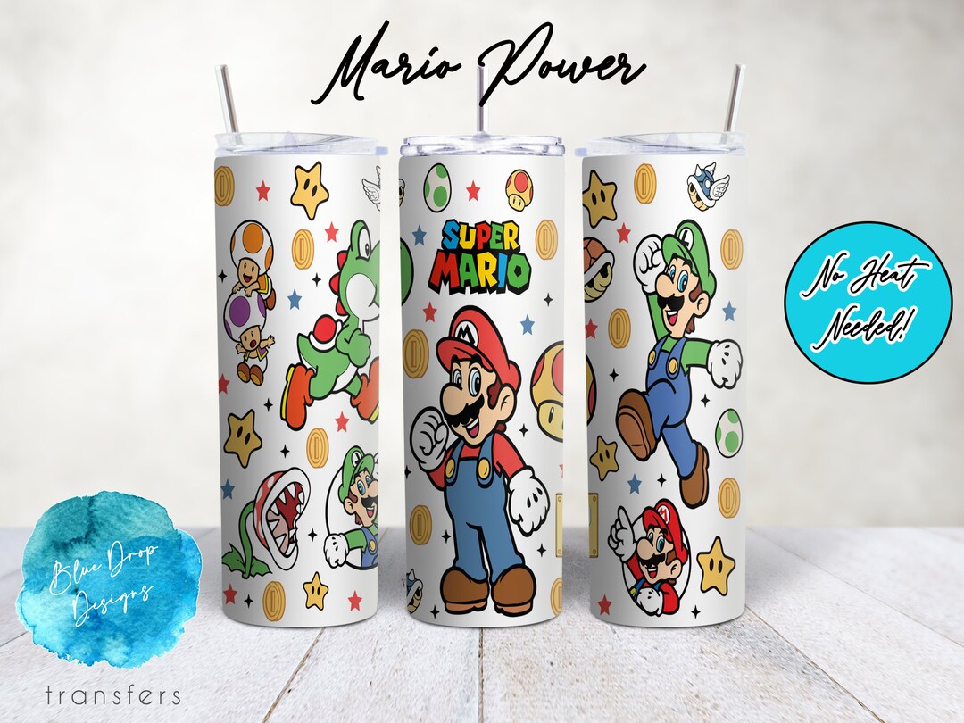 UV DTF Cup Wrap | 20 Oz Skinny Tumbler | Super Luigi Mario Gamer Video ...