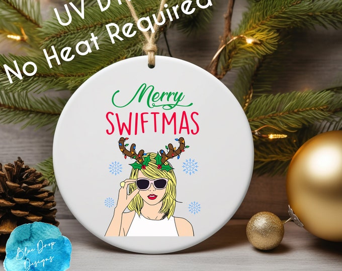 UV DTF Christmas Ornament Decal Mouse Circle Christmas Wood Rounds ...