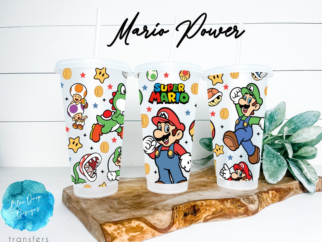 UV DTF Cup Wrap | 24oz Cold Cup Tapered No Hole | Mario Power Luigi ...