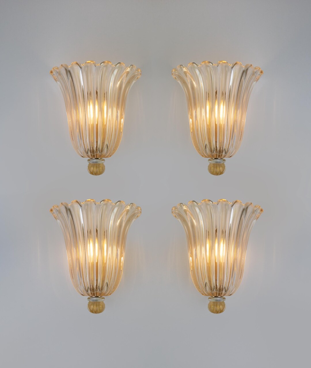 RESERVED Set of Art Deco Seguso Murano Glass Wall Lamps 1970s / Vintage ...