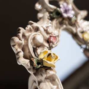 Italian Capodimonte Porcelain Floral Table Mirror 1950s / Antique ...