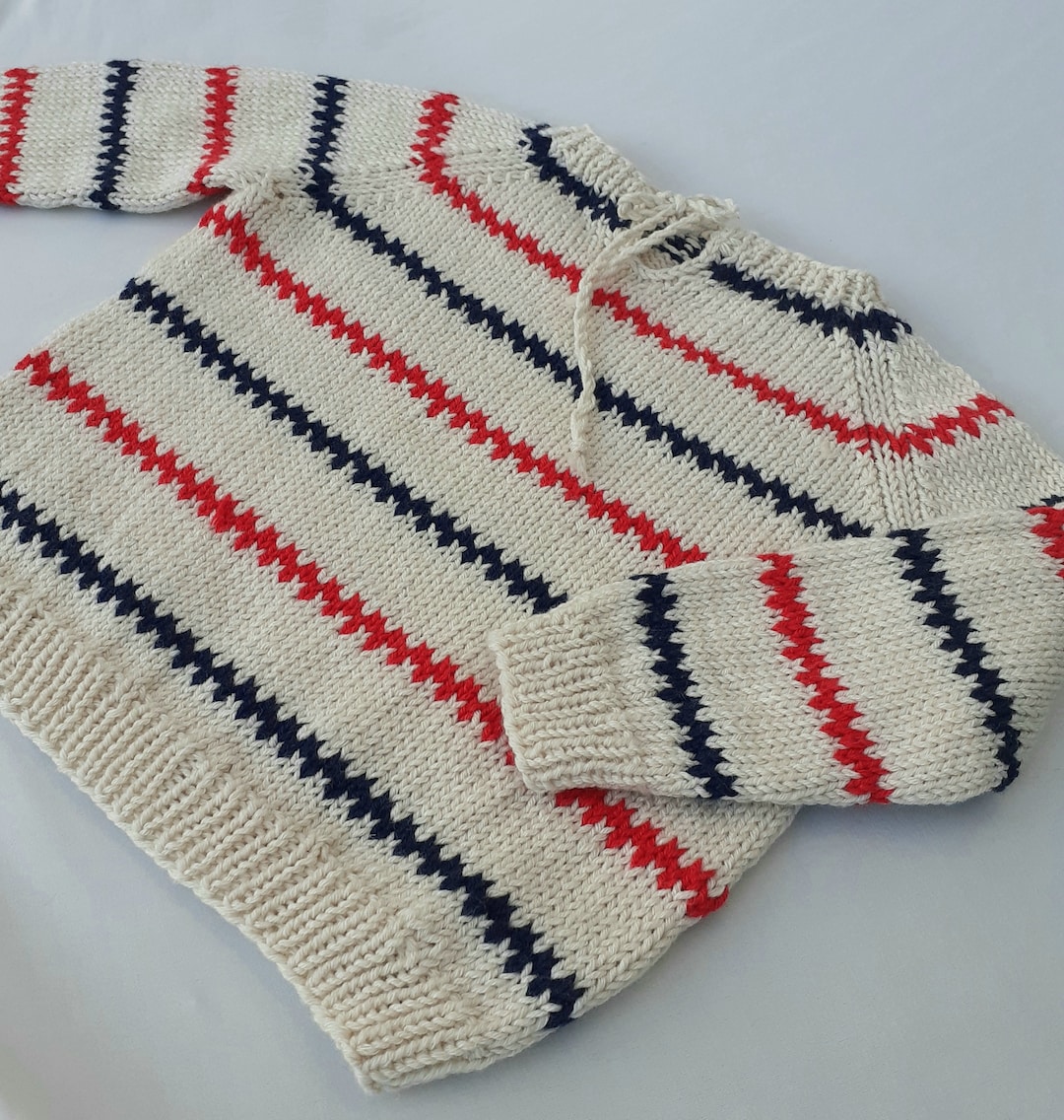 Hand Knitted Swedish Sweater, Pippi Sweater, Handmade Clothing, Striped ...
