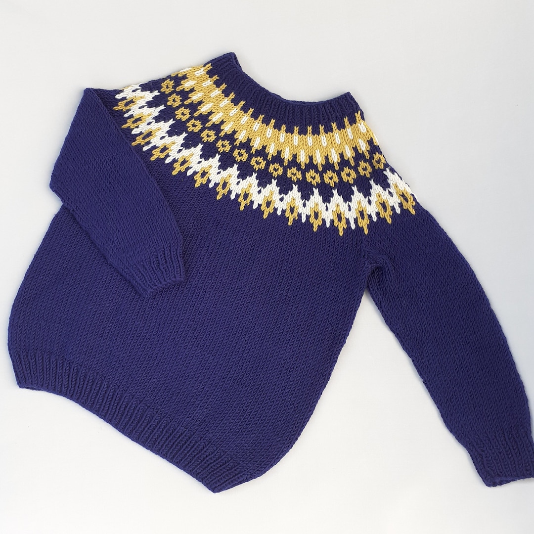 Hand Knitted Nordic Sweater, Fair Isle Sweater, Scandinavian Gift ...