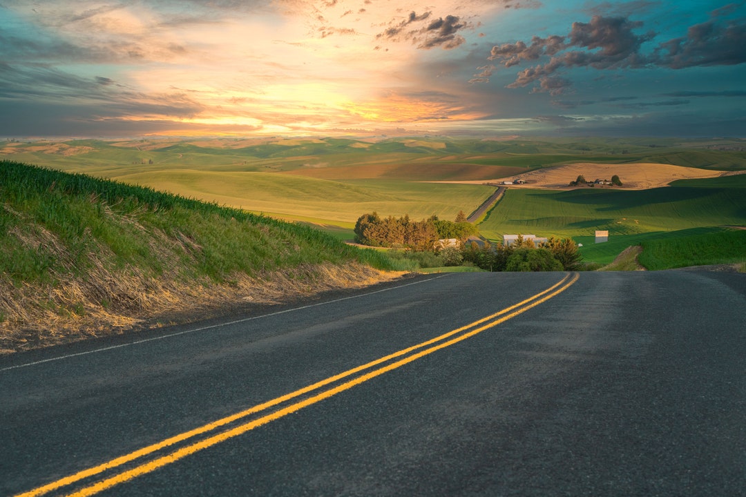 Open Road at Sunset Landscape Photography, Instant Digital Download ...