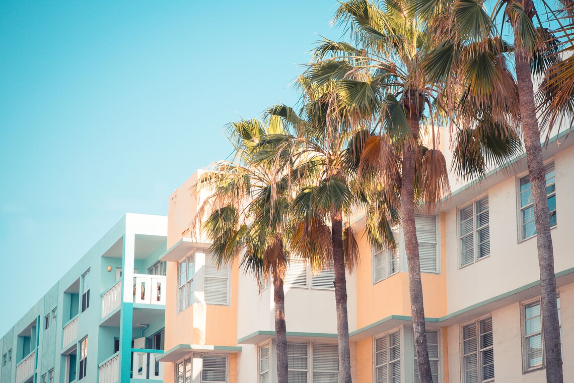 Miami Colors South Beach Architecture Vintage, Instant Digital Download ...
