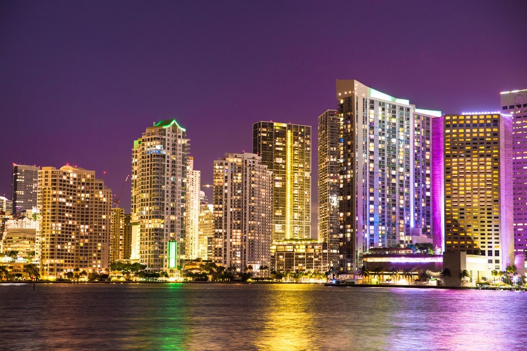 MIAMI SKYLINE Night Instant Digital Download Image, Original Artist ...