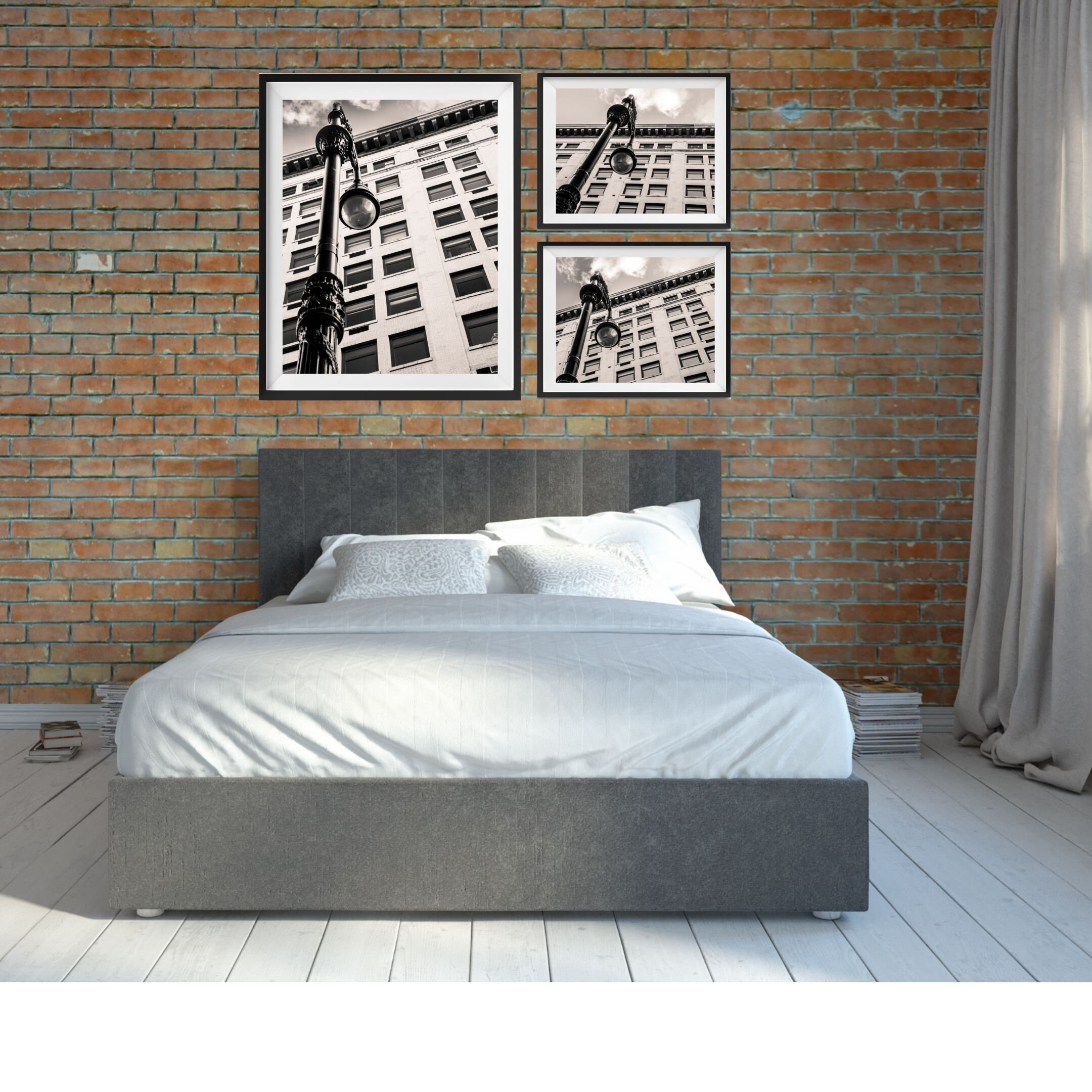 Set of 3 Vintage LAMP POST and New York City Building, Instant Digital ...