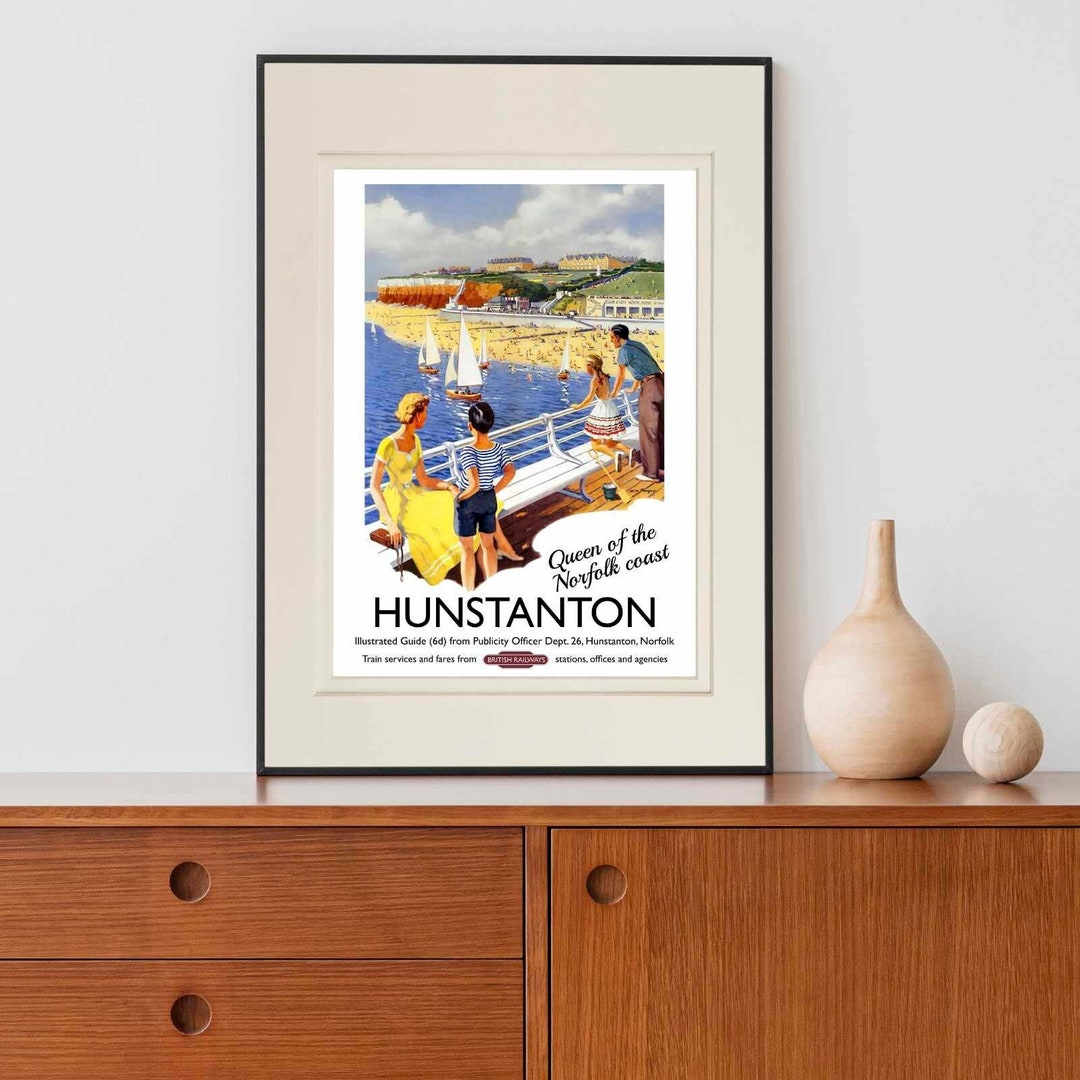 Hunstanton Vintage Railway Poster, North Norfolk, Coastal Art, Seaside ...