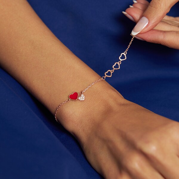 Red Heart Bracelet - Etsy