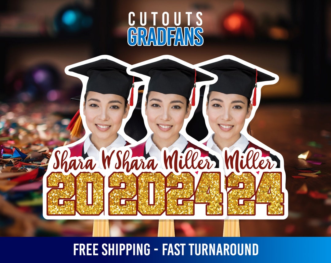 Graduation Fans, Gradfans, Head on a Stick, Custom Face Fans With ...