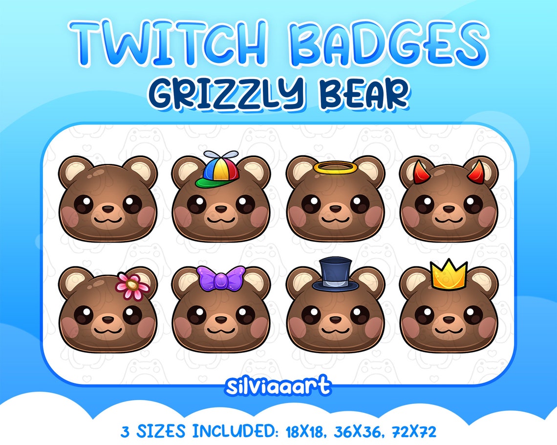 Twitch Grizzly Bear Bears Emote - Badges - Streamer - Channel Point ...