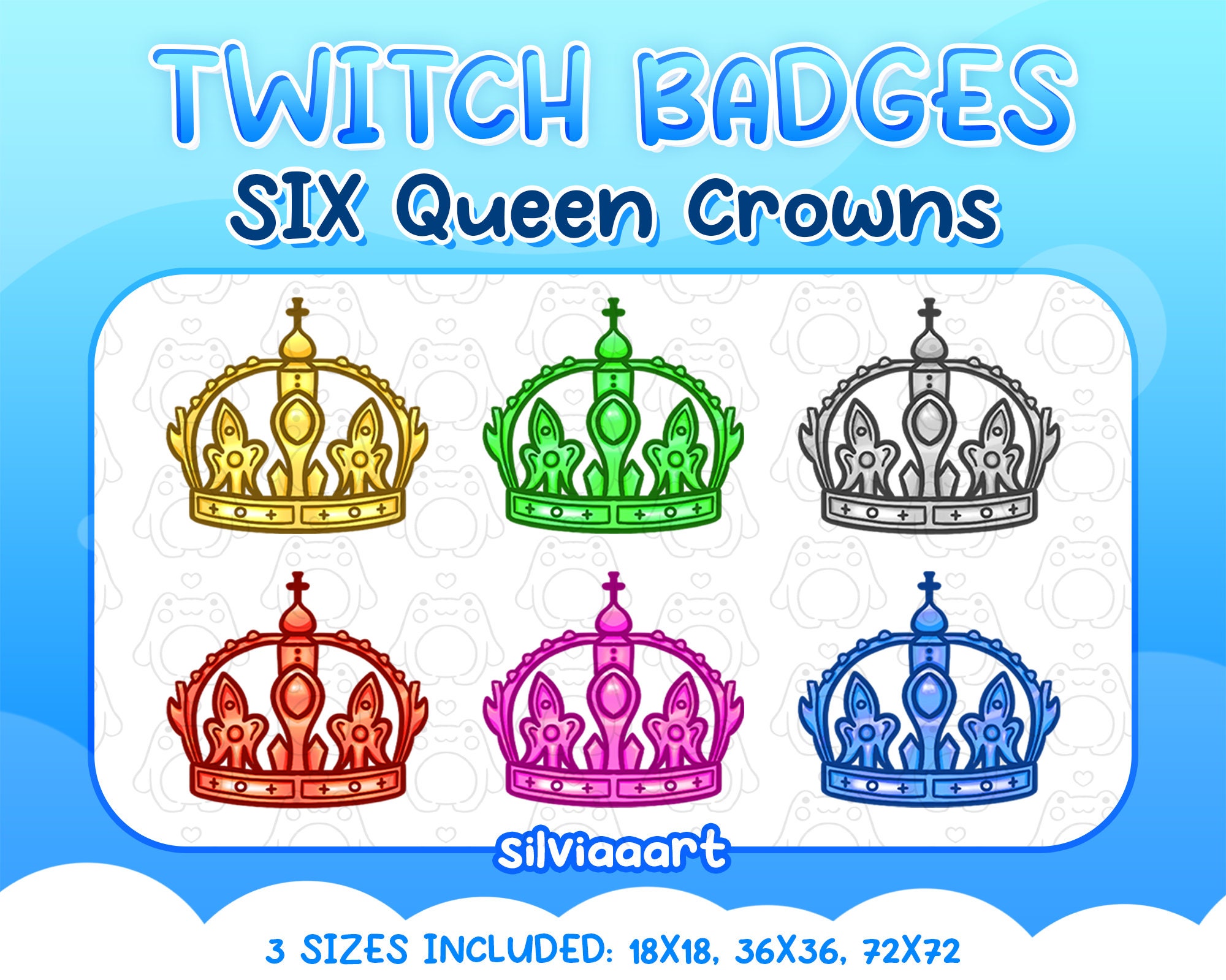 Twitch SIX Queen Crown Emote - Badges - Streamer - Channel Point ...