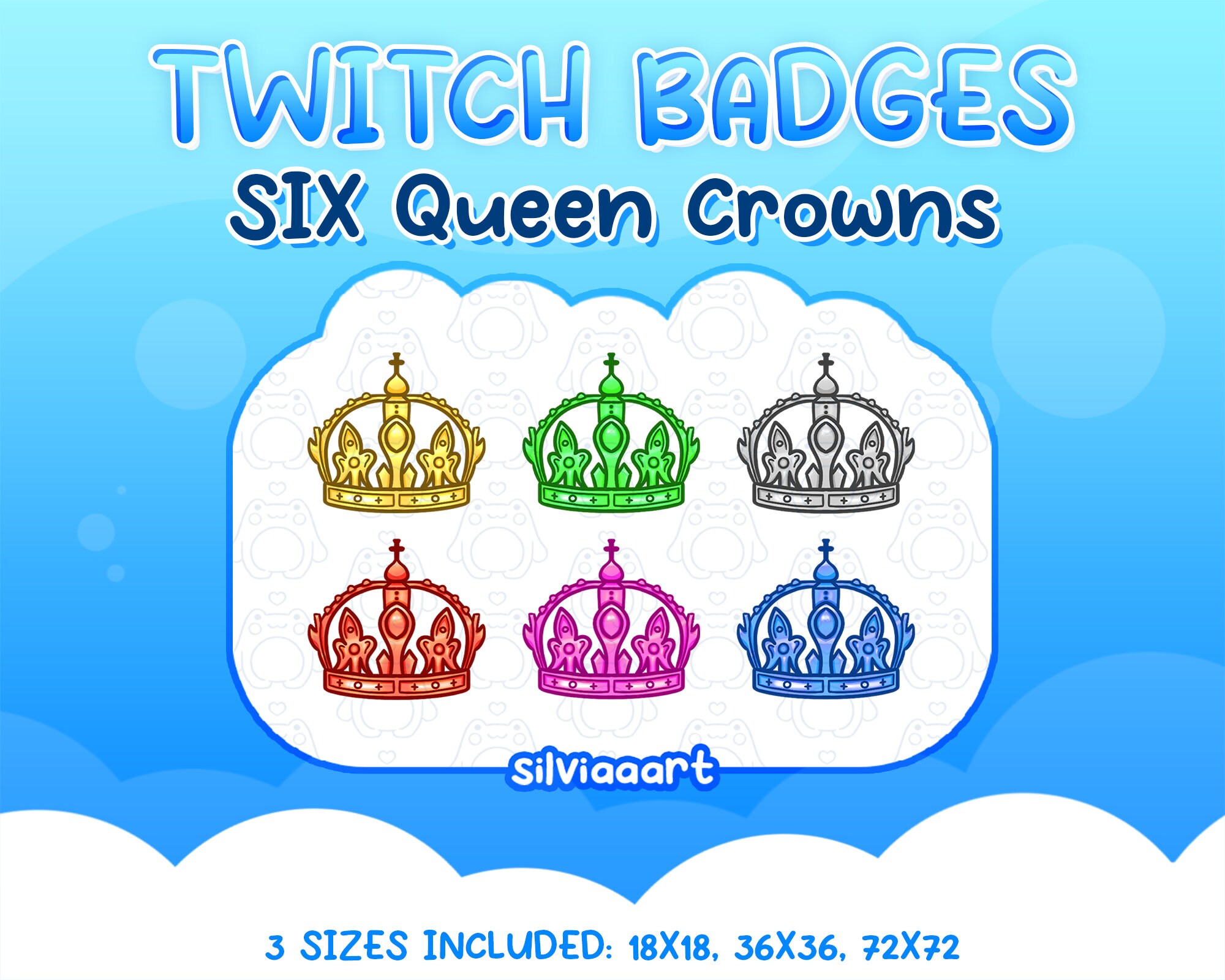 Twitch SIX Queen Crown Emote Badges Streamer Channel | Etsy