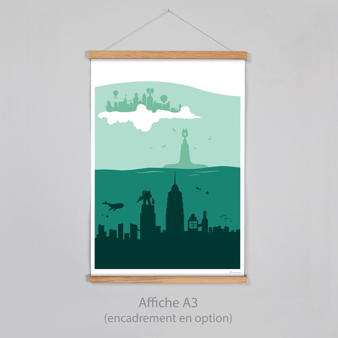 Poster Poster Minimalist Inspired Bioshock Bigdaddy Columbia Rapture ...