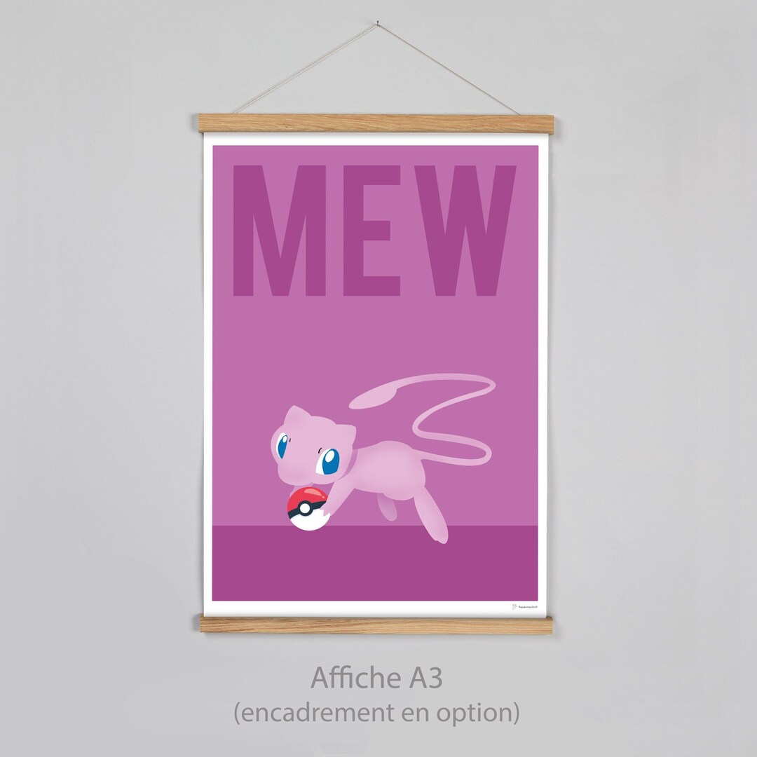 Poster Minimalist Pokemon Inspired Poster Mew Pokémon Mewtwo Handmade ...