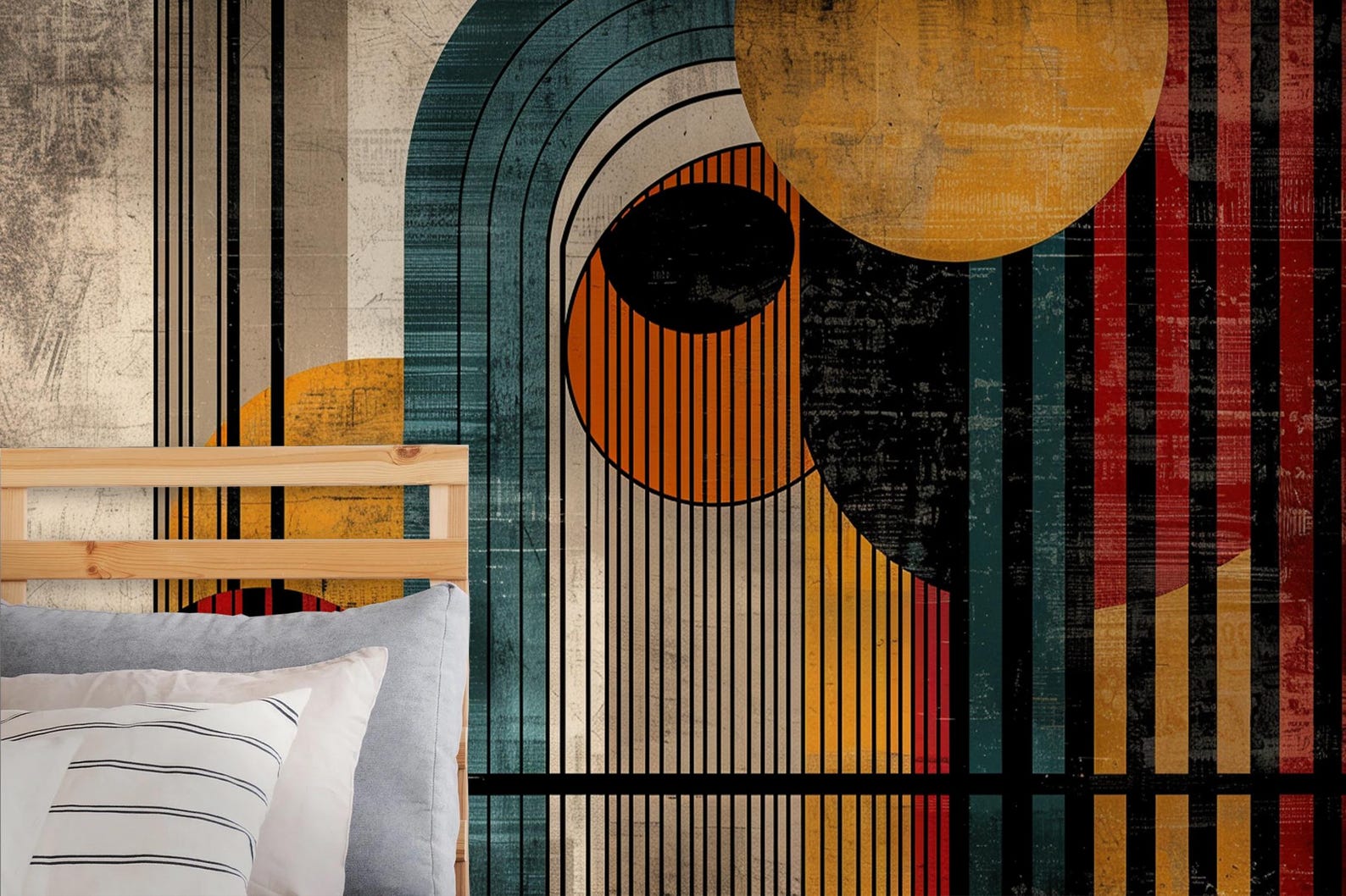 Geometric Peel and Stick Wallpaper | Modern Abstract Wall Mural ...