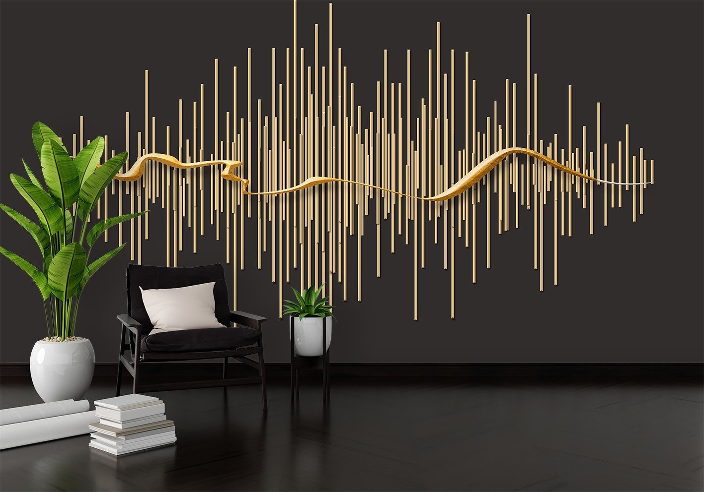 Gold Stripes 3D Wallpaper: Peel and Stick Vinyl Wall Decor - Etsy