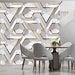 Gold Decor 3D White Panels. Shaded and Glossy Geometric Modules ...