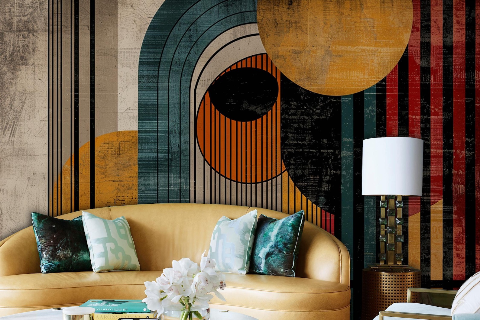 Geometric Peel and Stick Wallpaper | Modern Abstract Wall Mural ...