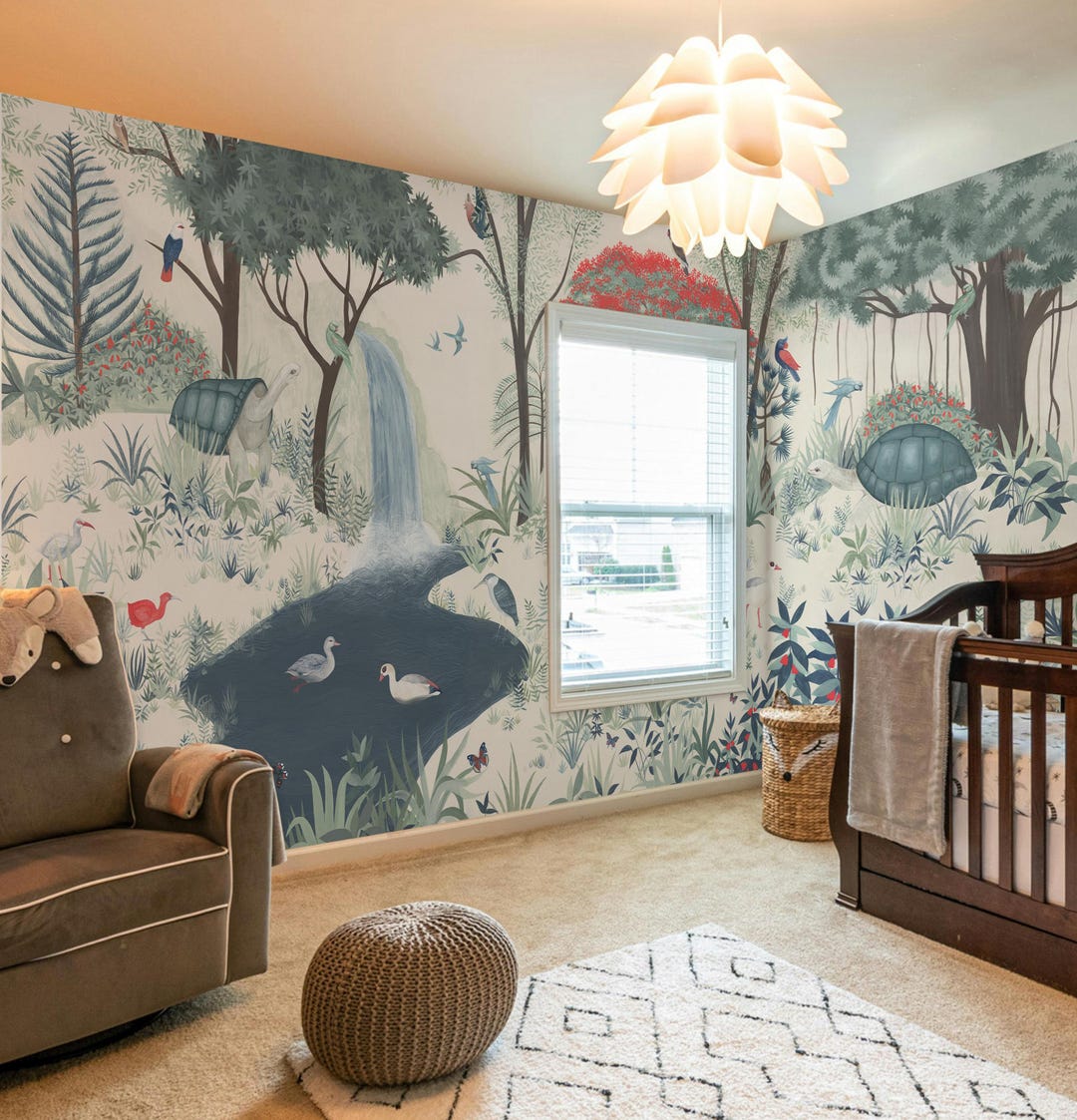 Tropical Forest Wallpaper – Hand-painted Jungle Mural | Lush Botanical ...