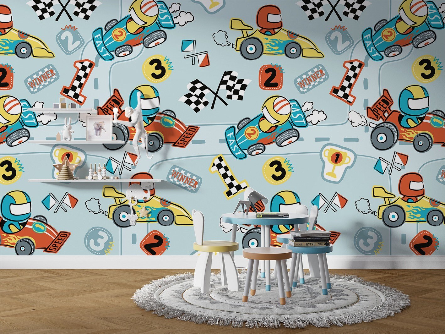 Race Car Boy Wallpaper Nursery Wallpaper Kids Wallpaper / Peel - Etsy