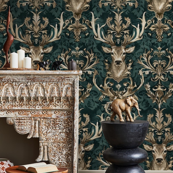 Stag Wallpaper - Etsy UK