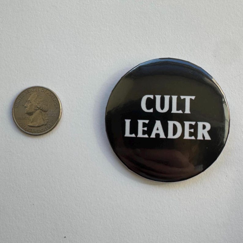 Black and White Cult Leader Aesthetic Round Pin - Etsy
