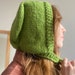 Handknit Bonnet, Green Bonnet, Knit Bonnet Hat, Handmade Winter Warm ...