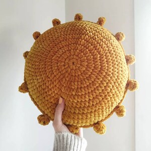 Sun Pillow, Crochet Pillow, Handmade Pillow, Plush Sun Decorative ...