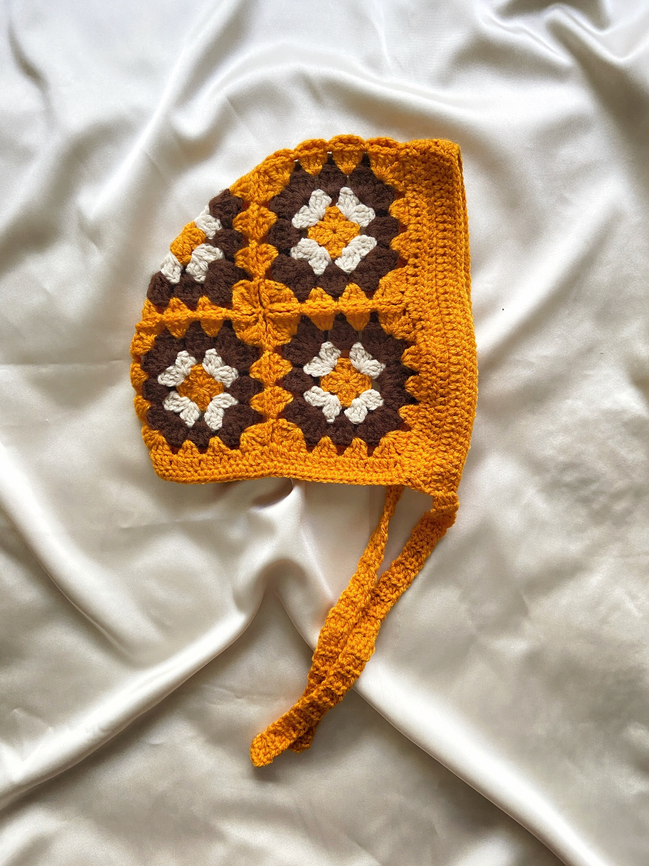 Handmade Crochet Granny Square Bonnet, Pink Bohemian Tie Hat - Etsy