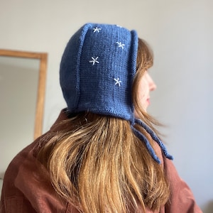 Handknit Bonnet, 2 Different Color Bonnet, Bohemian Floral Bonnet Hat ...