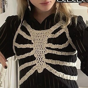 Crochet Skeleton Top, Skeleton Corset, Halloween Knit Top, Grunge ...
