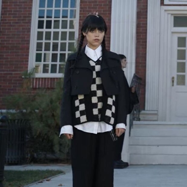 Wednesday Vest Crochet Checkered Vest Black and White - Etsy