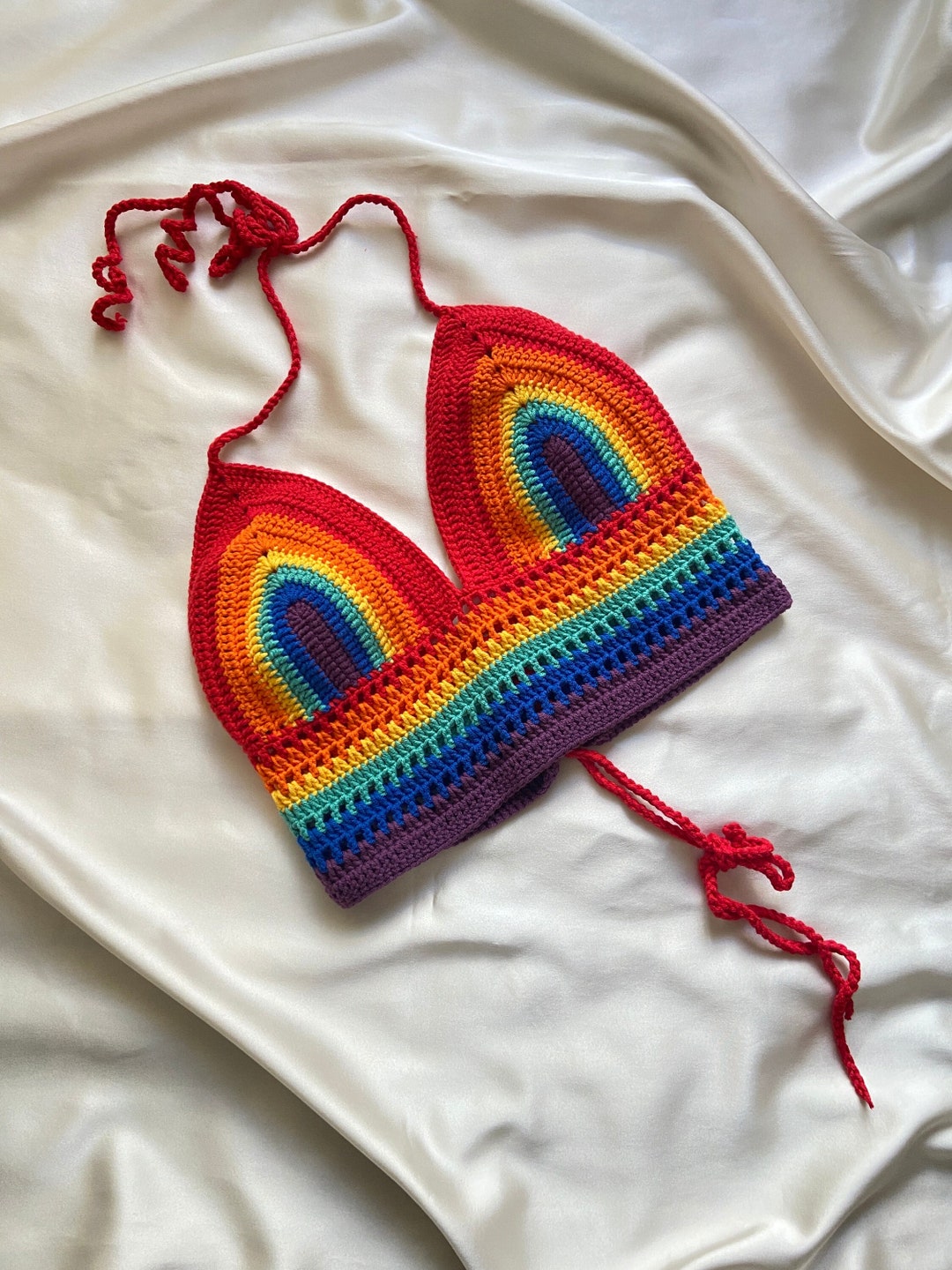Crochet Pride Rainbow Halter Top, Crochet Pride Top, Pride Parade Cloth ...