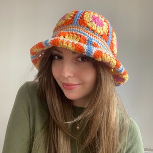 Crochet Bucket Hat, Colorful Bucket Hat, Summer Bucket Hat, Unisex ...