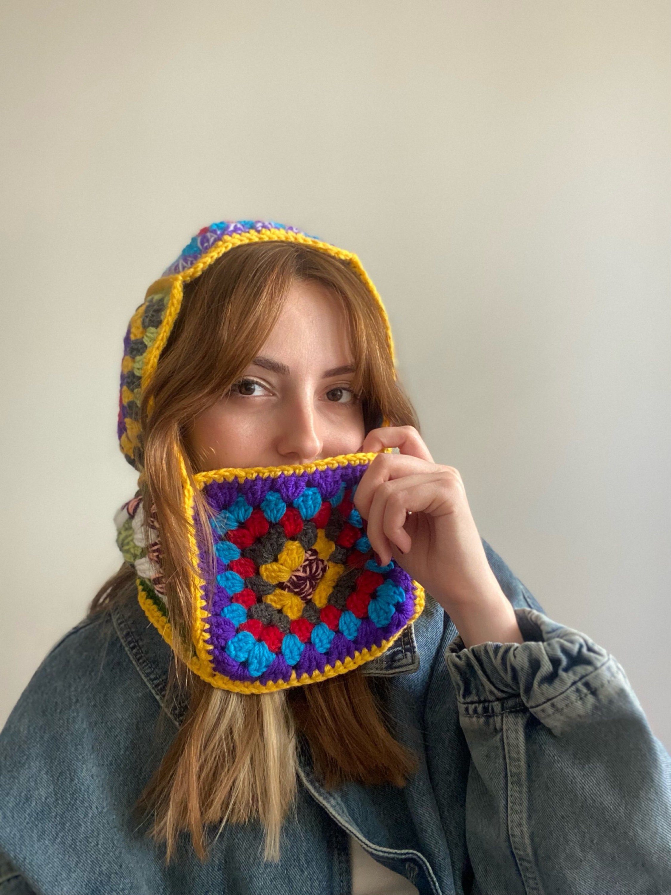 Crochet Colorful Balaclava, Granny Square Balaclava, Unisex Balaclava ...