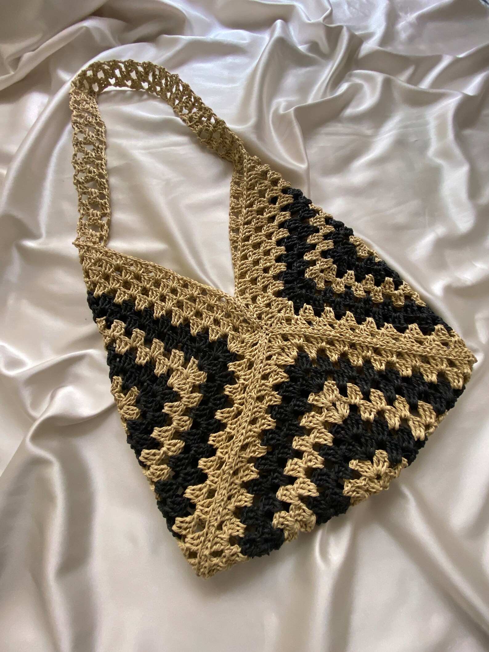 Crochet Bag, Handknit Paper Bag, Summer Straw Bag, Knit Tote Bag ...