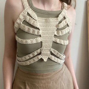 Crochet Skeleton Top, Skeleton Corset, Halloween Knit Top, Grunge ...
