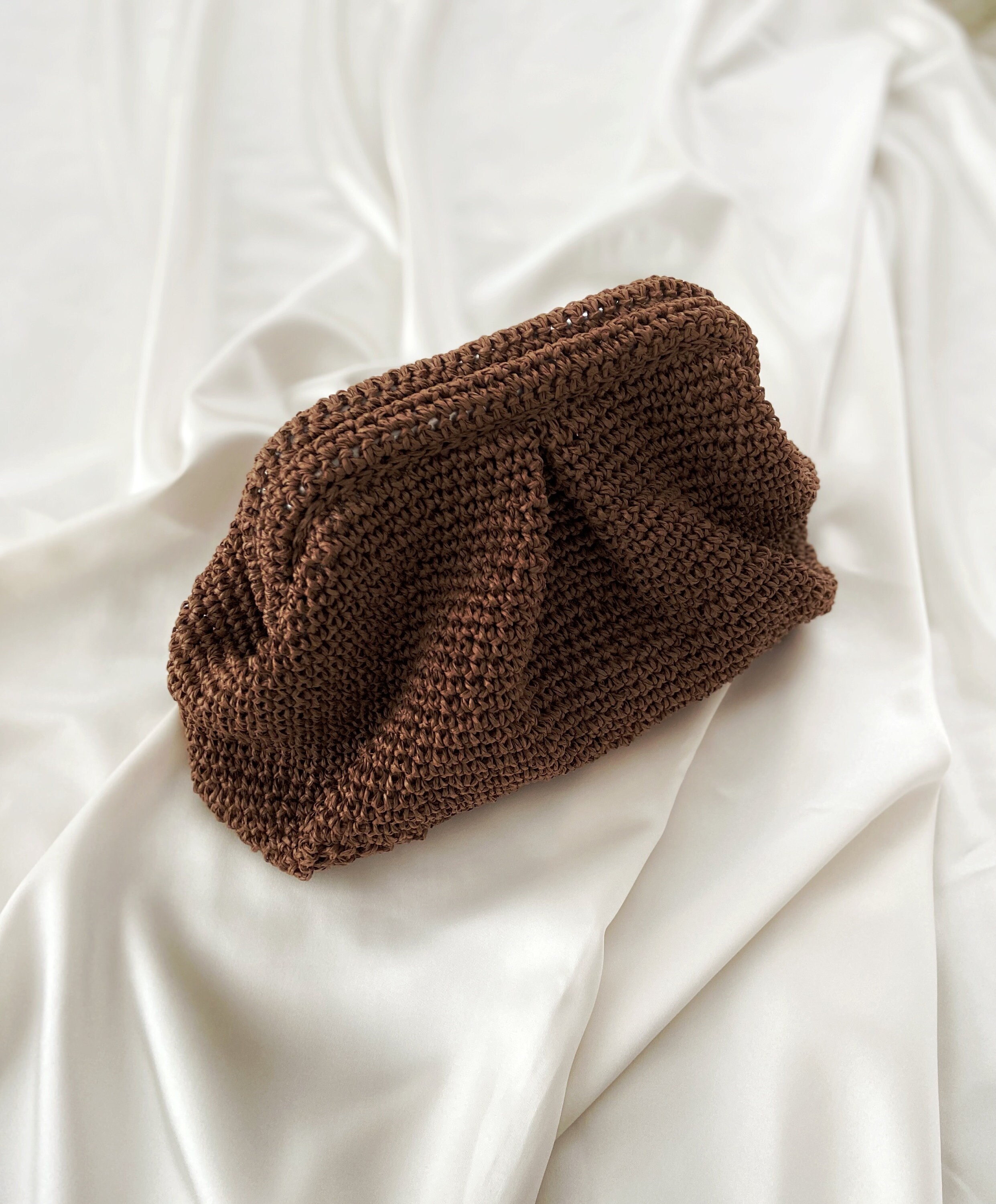 Straw Bag Clutch, Brown Crochet Clutch Bag, Paper Bag Coach, Natural ...