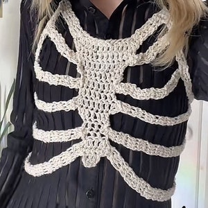 Crochet Skeleton Top, Skeleton Corset, Halloween Knit Top, Grunge ...