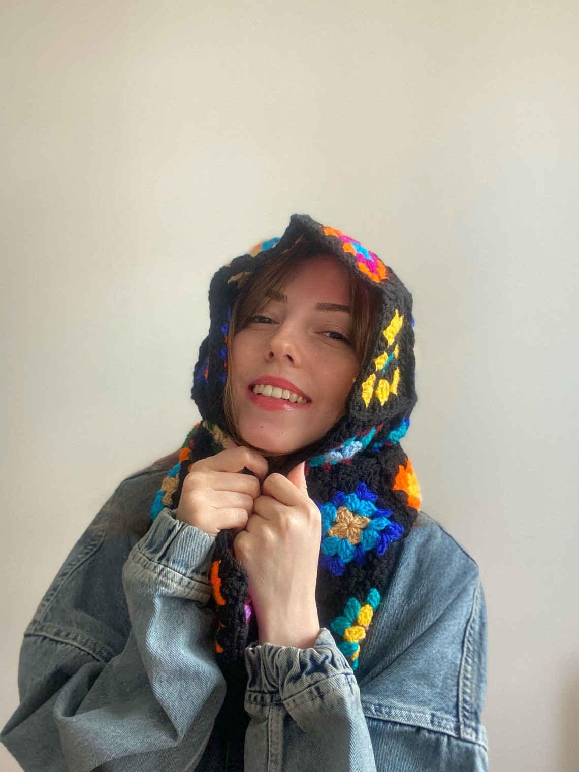 Crochet Balaclava, Colorful Oversize Balaclava, Granny Square Balaclava ...
