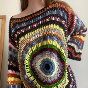Crochet Sweater, Crochet Eye Sweater, Third Eye Sweater, Oversize ...