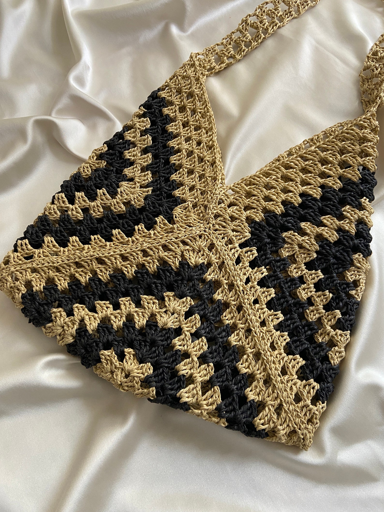 Crochet Bag, Handknit Paper Bag, Summer Straw Bag, Knit Tote Bag ...
