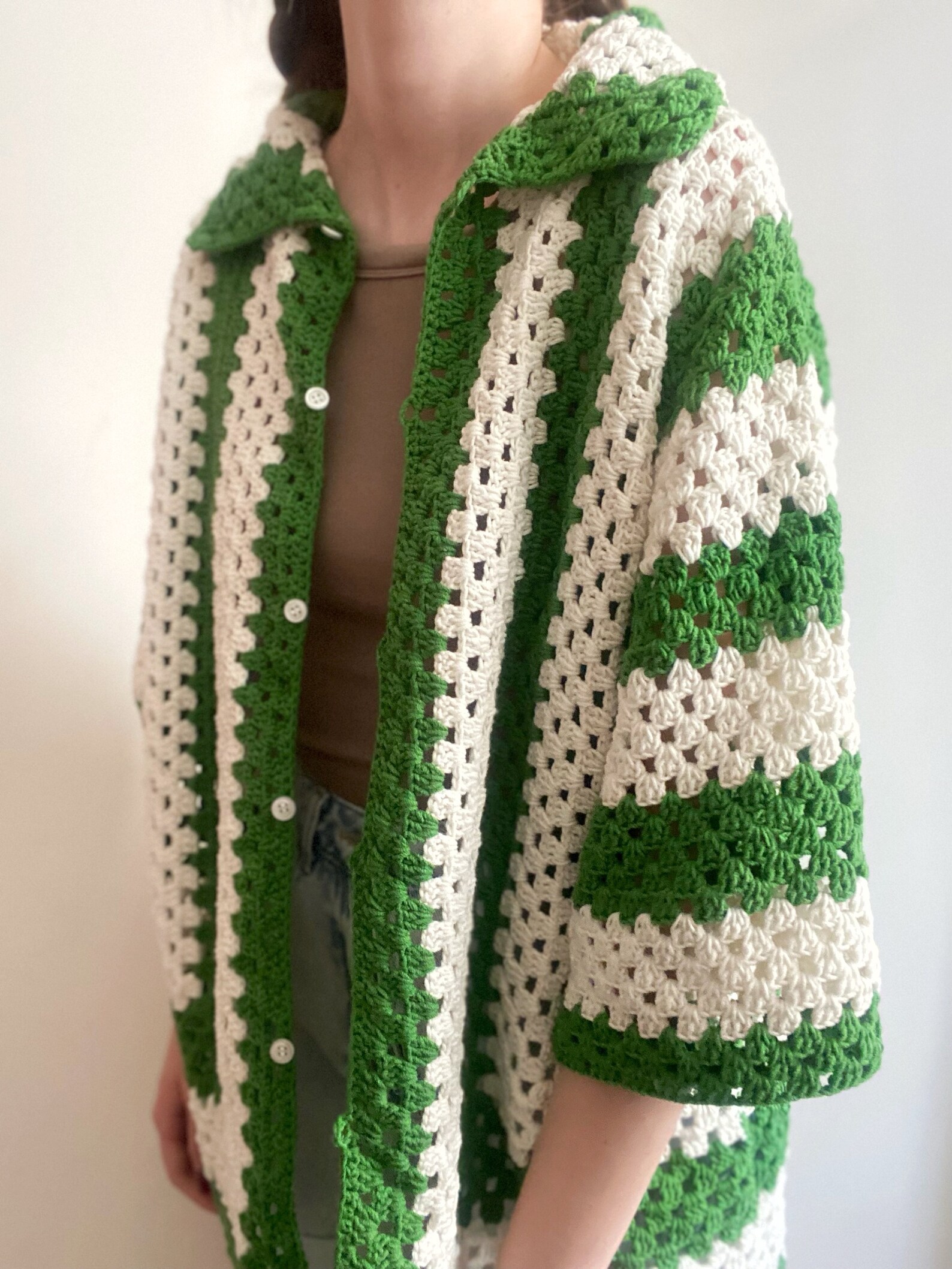 Handmade Crochet Overshirt, Unisex Multicolor Cardigan - Etsy