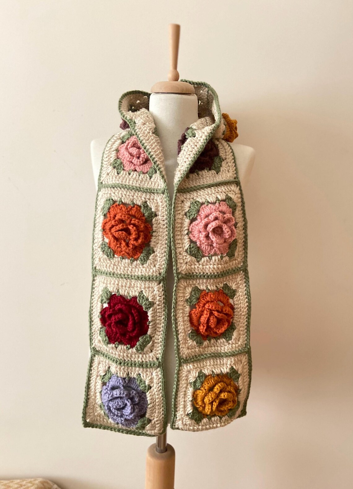 Crochet Rose Hood Scarf: Crochet Scoodie - Etsy