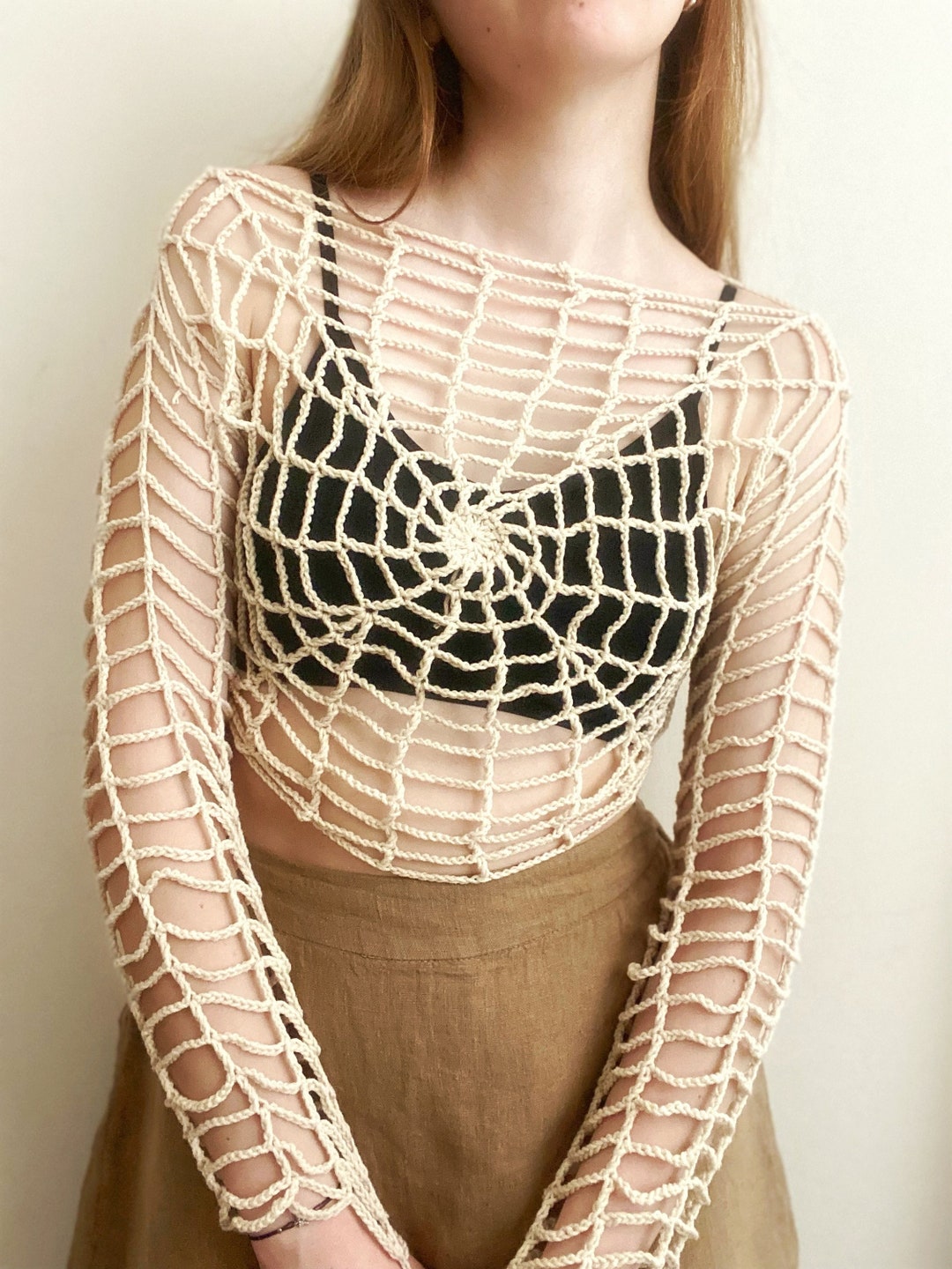 Crochet Spiderweb Crop Top, Halloween Crochet Spider Top, Spider Web ...