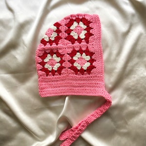 Crochet Bonnet, Granny Square Bonnet, Bohemian Bonnet Hat, Handmade ...