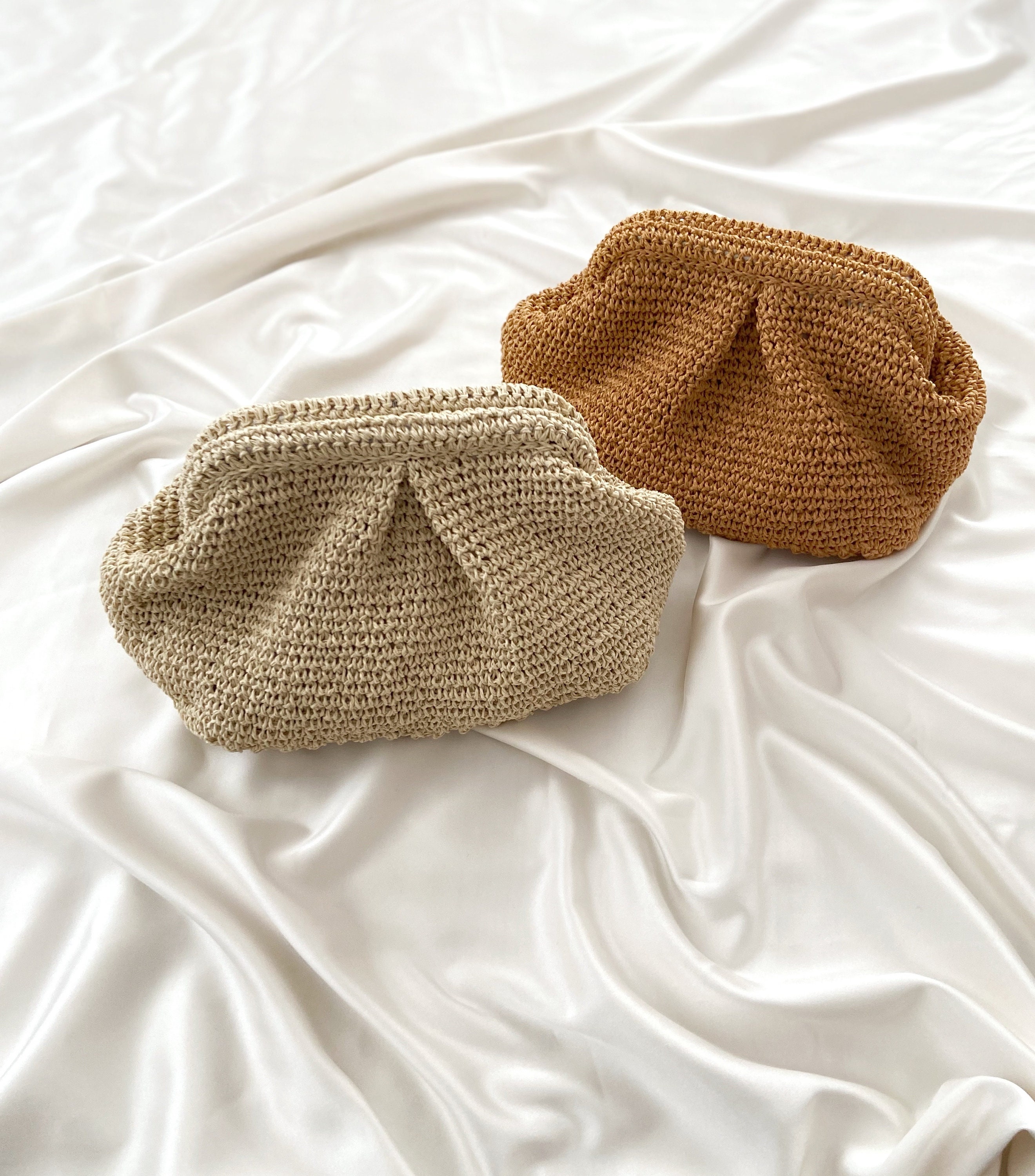 Straw Bag Clutch, Crochet Clutch Bag, Paper Bag Coach, Handknitted ...