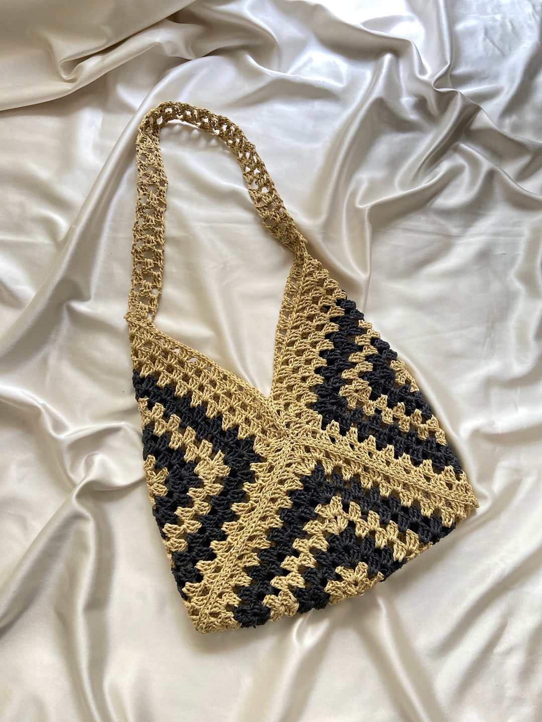 Crochet Bag, Handknit Paper Bag, Summer Straw Bag, Knit Tote Bag ...